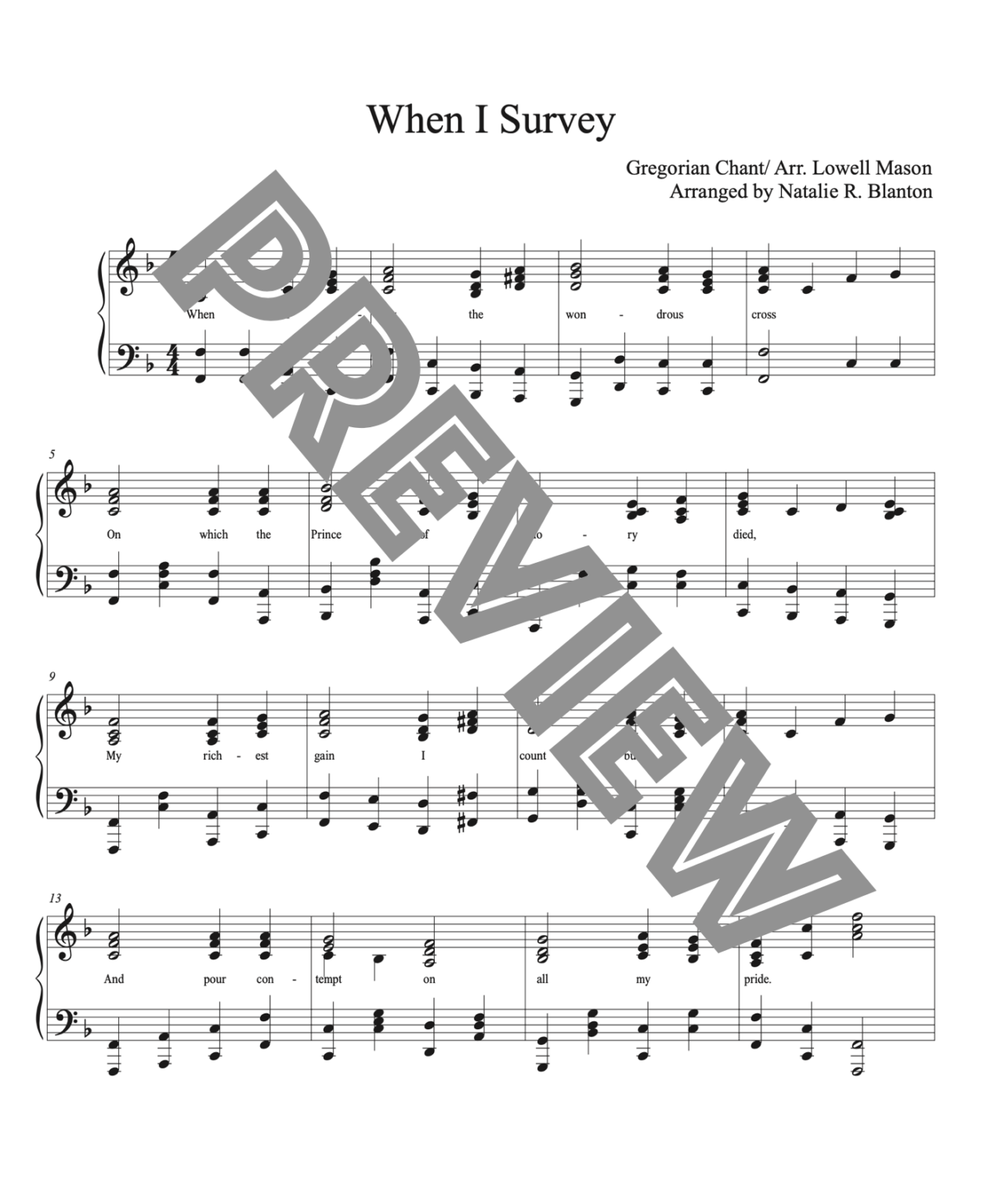 When I Survey- Sheet Music - Natalie Raynes Music